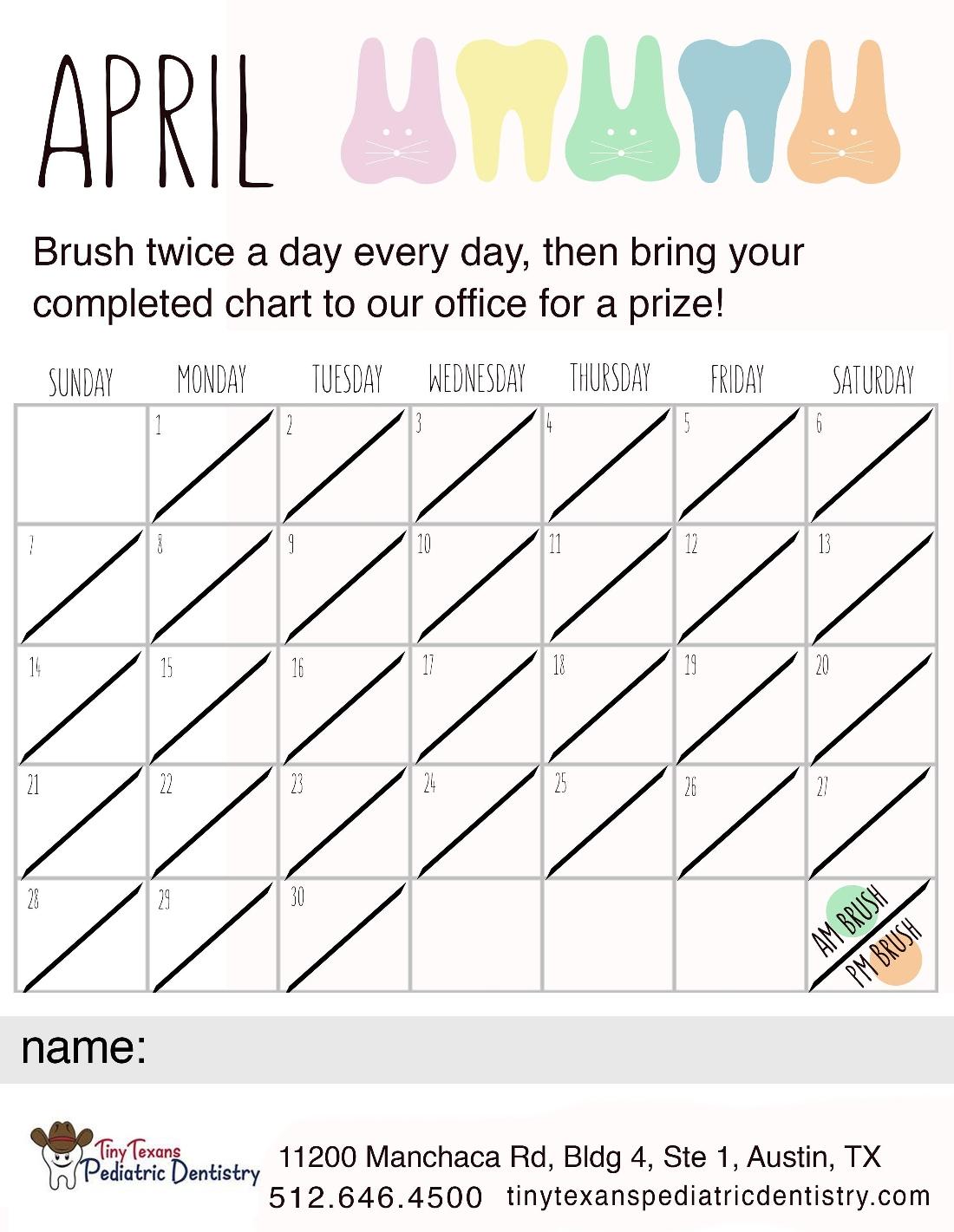 April Tooth Brushing Chart | Other Austin TX