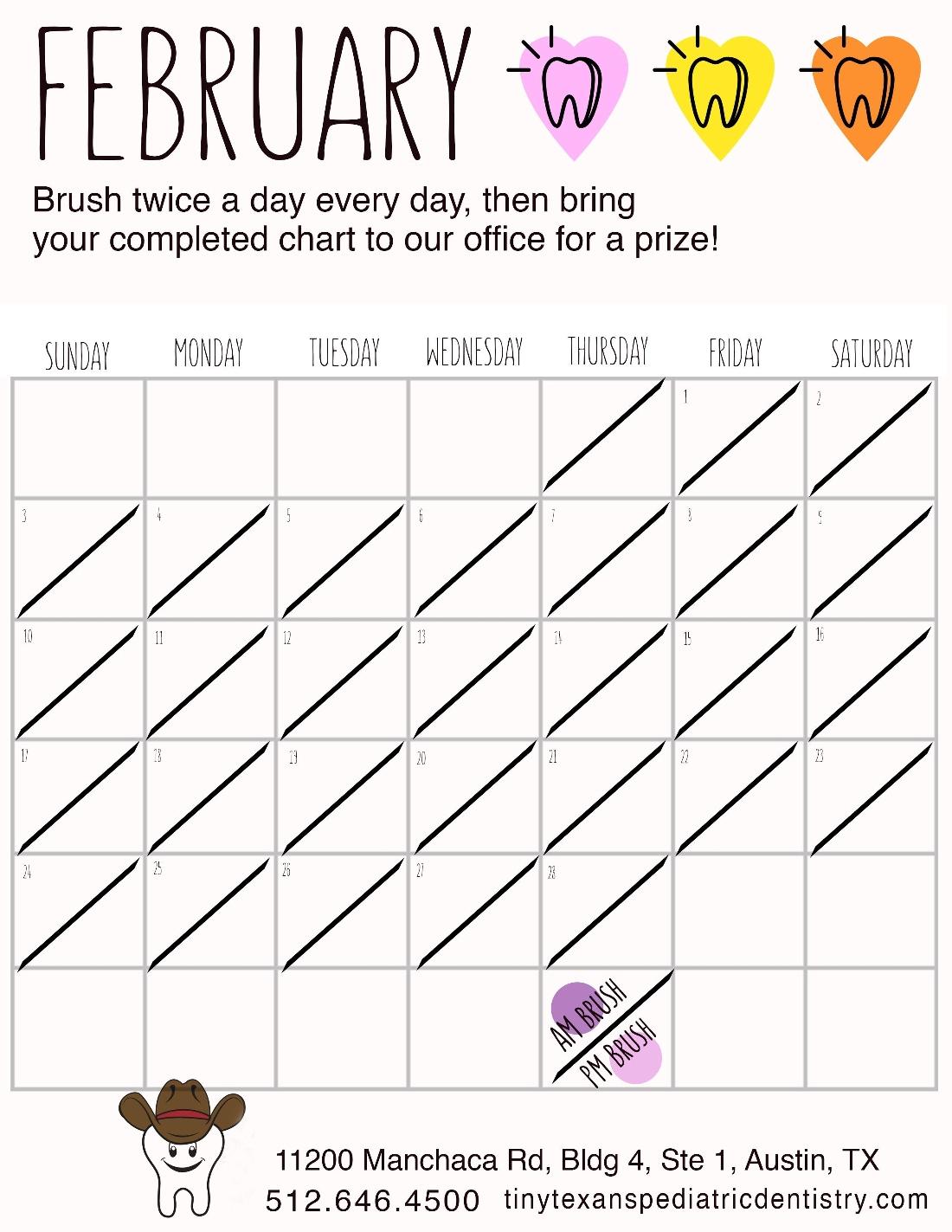 February Tooth Brushing Chart | Other Austin TX