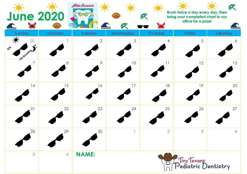 June Tooth Brushing Chart | Child-Friendly Environment Austin TX