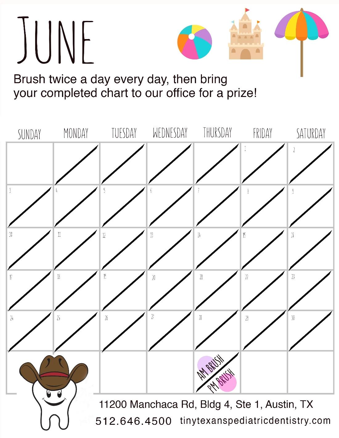 June Tooth Brusing Chart | Cleanings and Exams Austin TX