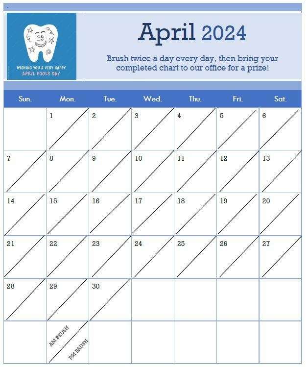 April Toothbrushing Chart | Child-Friendly Environment Austin TX